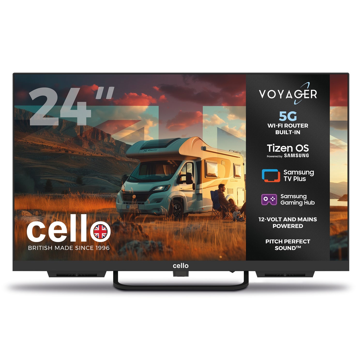 CELLO VOYAGER C24TZR-VOY 24” Smart Traveller TV | Built-in 5G Wi-Fi ...